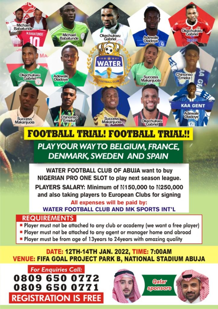 Water FC to screen and scout for young talents — SportsBash